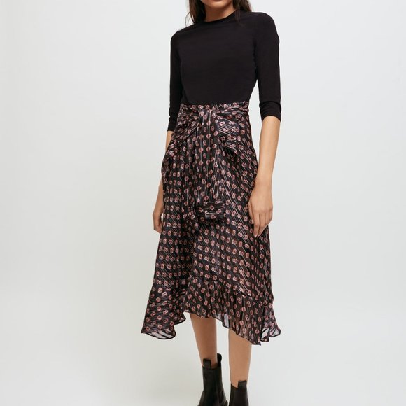 Maje | Dresses | Holiday Special Maje Raprinodo Silk Monogram Tie Dress ...
